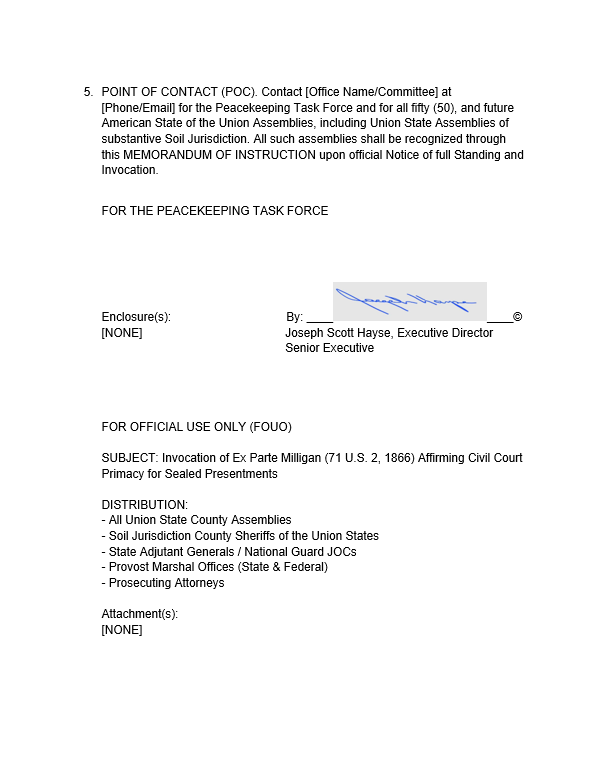 Invocation of Ex Parte Milligan (71 U.S. 2, 1866) Affirming Civil Court ...